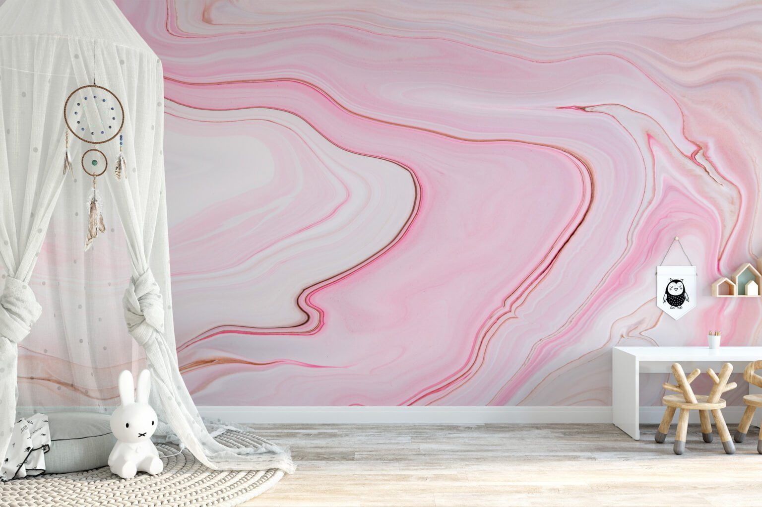 Pink Fluid Art Wall Mural - Peel and Stick, Easy to Apply and Perfect ...
