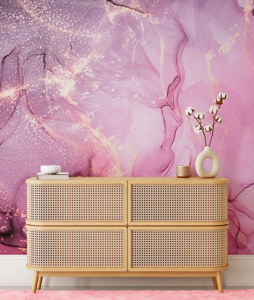 Hot Pink Shades Marble Wallpaper, Dreamy Pink Marble Peel & Stick Wall ...