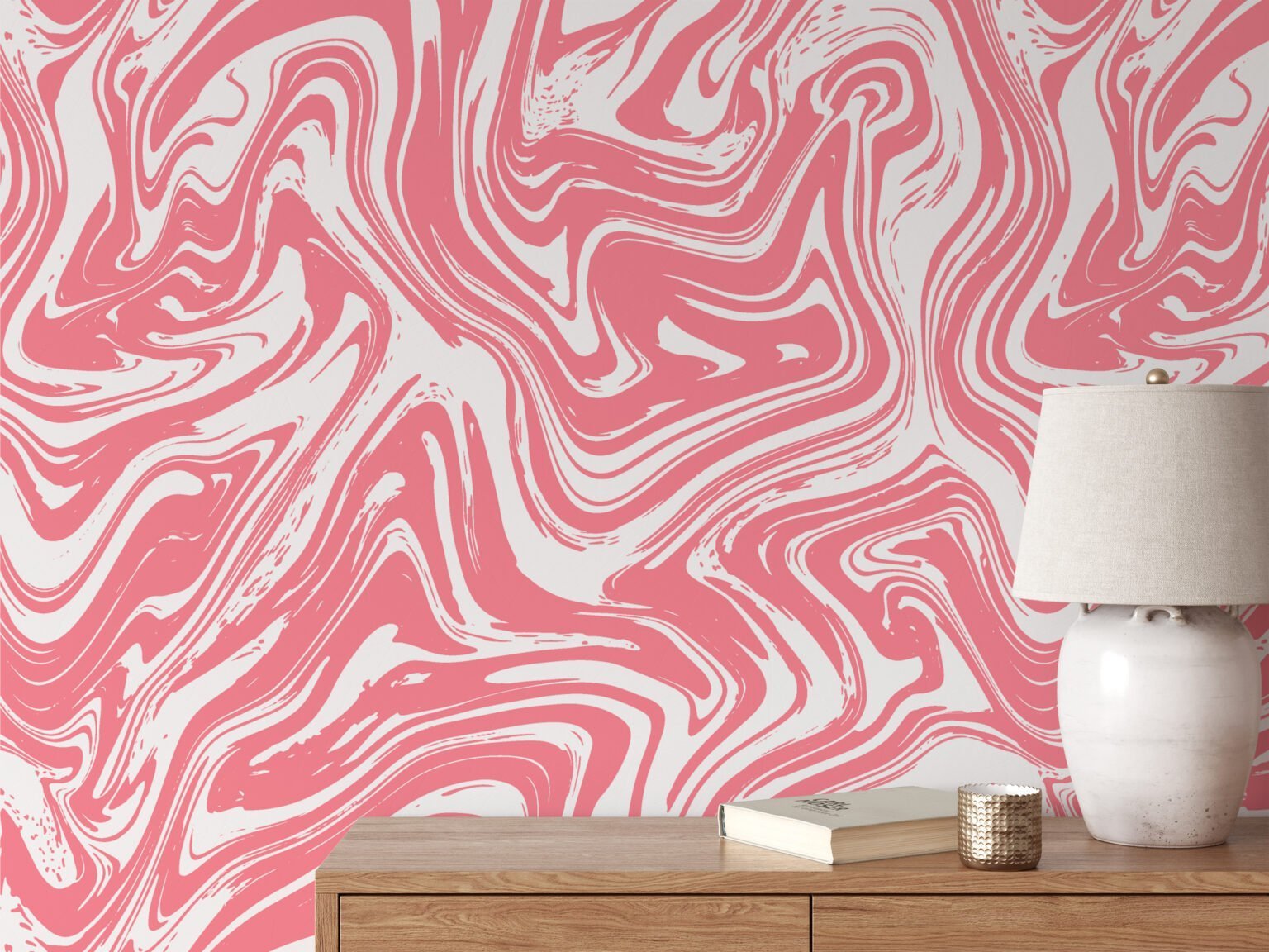Peach Pink Swirl Design Illustration Wallpaper, Fluid Abstract Peel ...