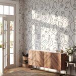Abstract Human Faces Line Art Pattern Illustration Wallpaper ...