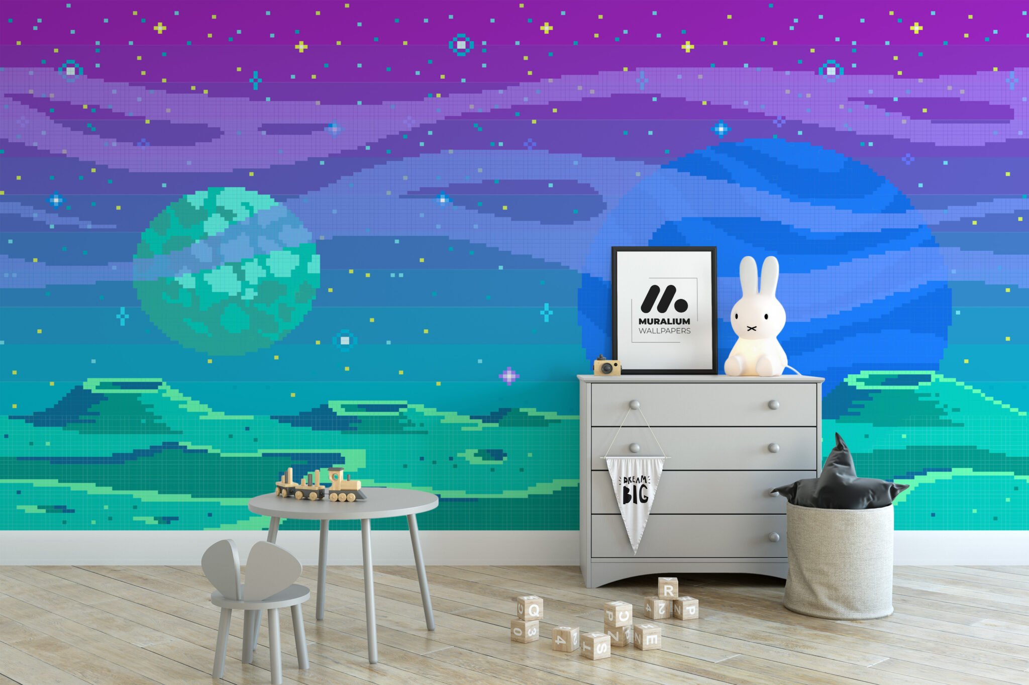 Colorful Pixel Art In Space Illustration Extraterrestrial Wallpaper ...