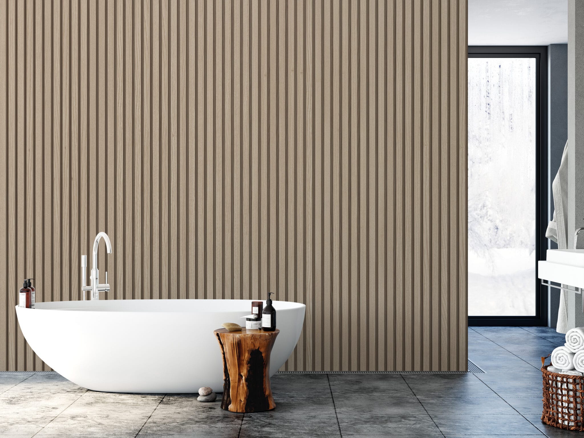 Modern Light Oak Vertical Wood Slat Peel and Stick Wallpaper ...