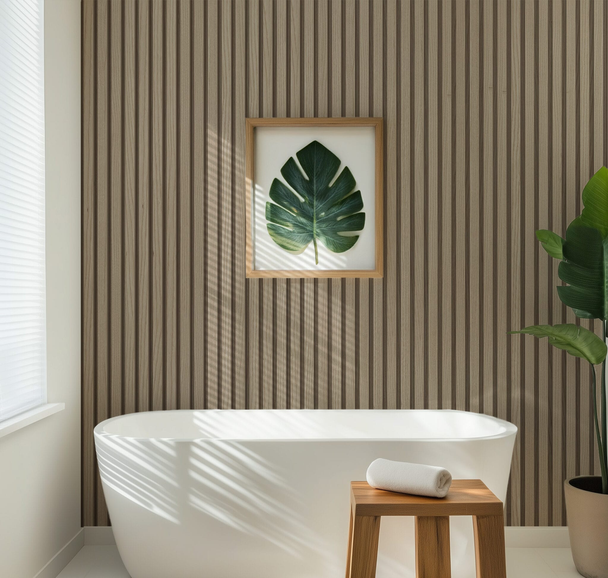 Modern Light Oak Vertical Wood Slat Peel and Stick Wallpaper ...