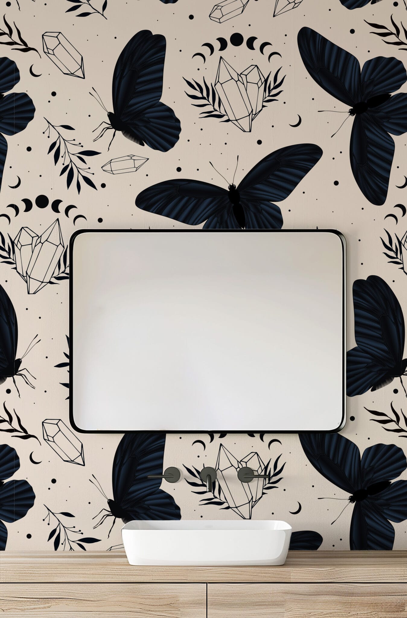 Mystical Dark Academia Moth Peel and Stick Wallpaper, Celestial Moon ...