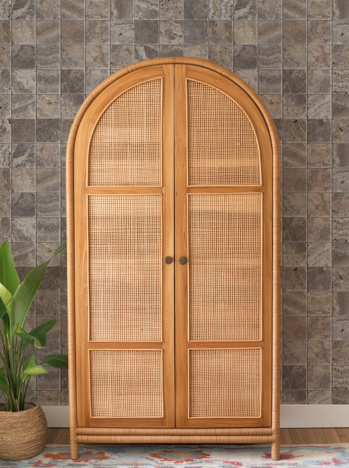 Rustic Earthy Stone Tile Peel and Stick Wallpaper, Faux Travertine ...