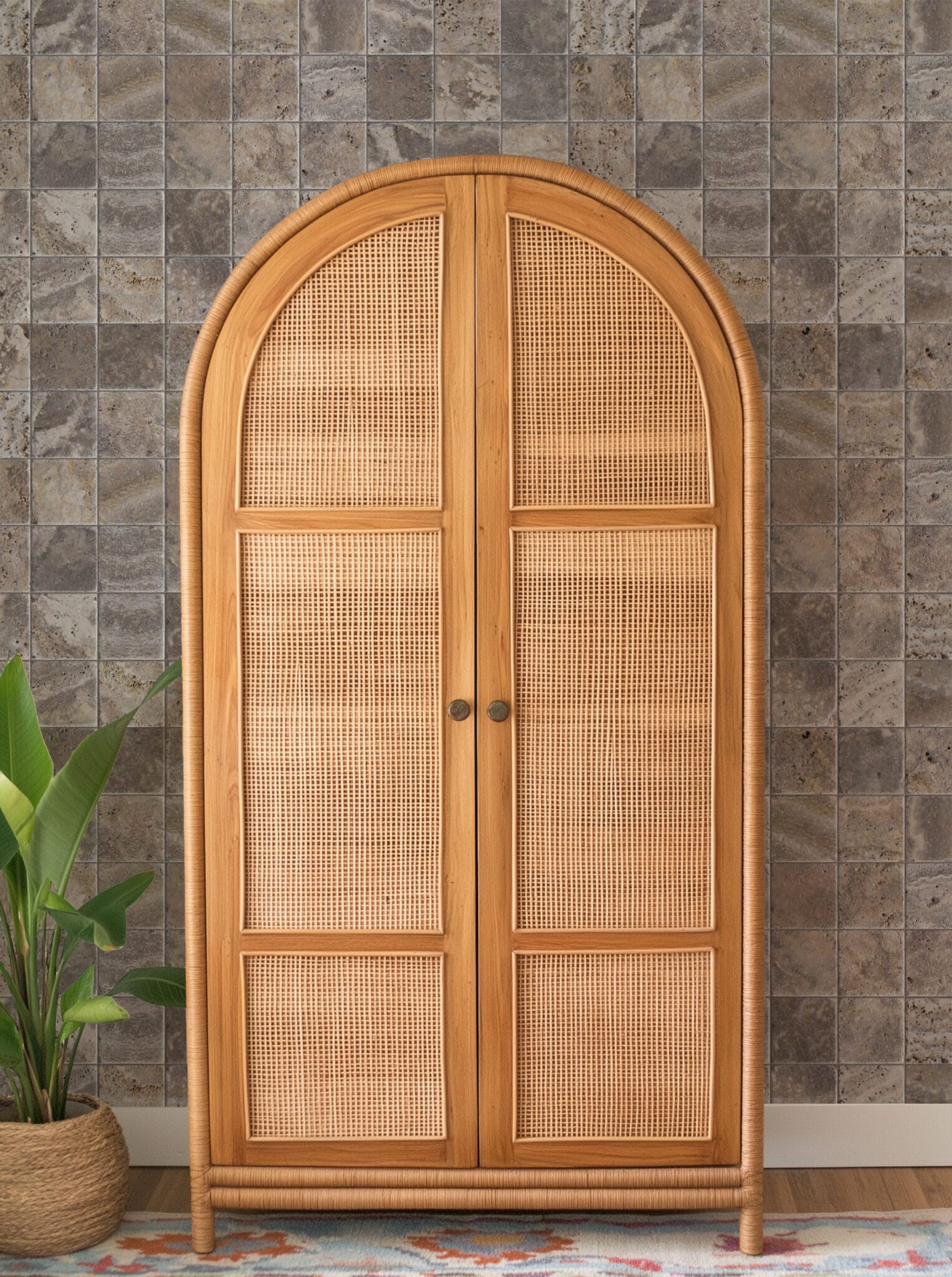 Rustic Earthy Stone Tile Peel and Stick Wallpaper, Faux Travertine ...