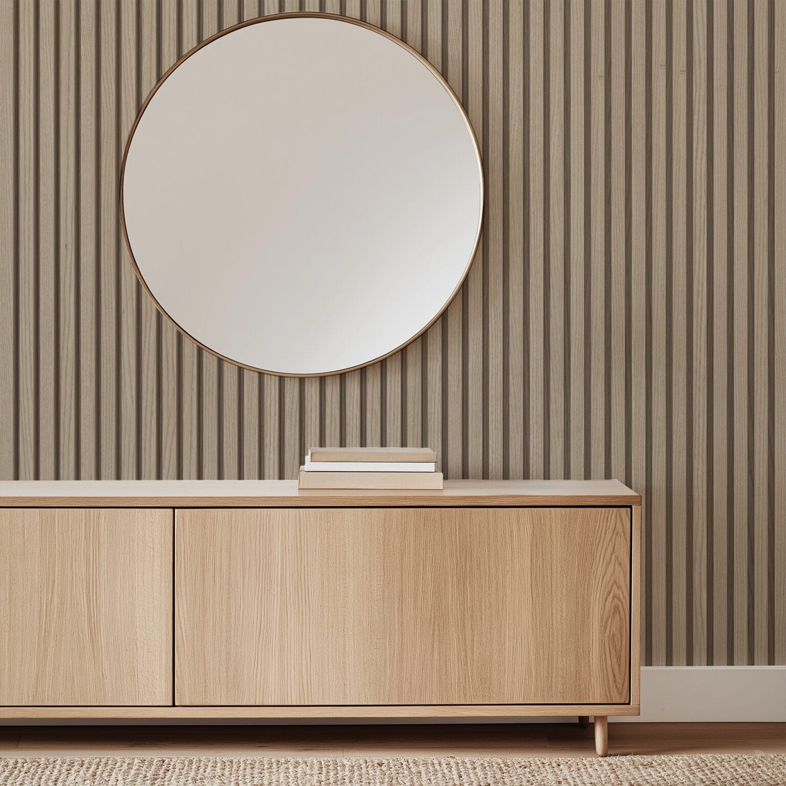 Modern Light Oak Vertical Wood Slat Peel and Stick Wallpaper ...