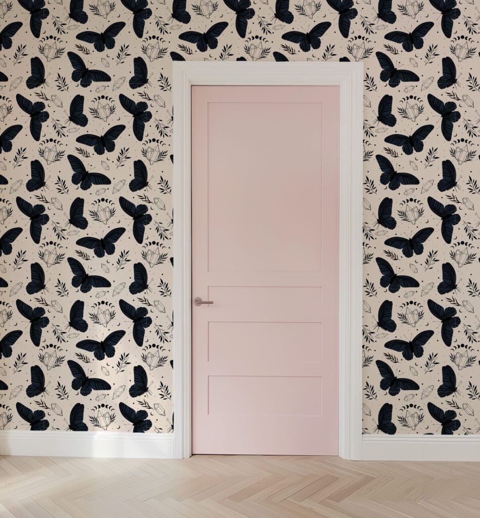 Mystical Dark Academia Moth Peel and Stick Wallpaper, Celestial Moon ...