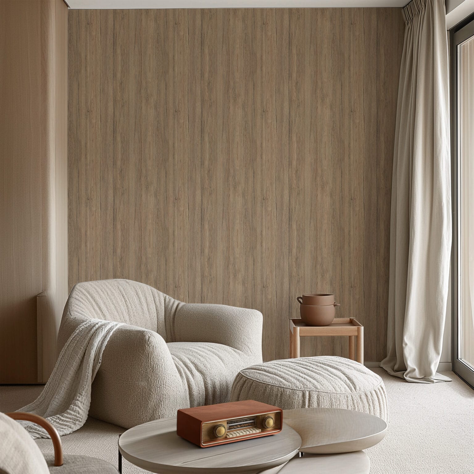 Natural Light Oak Vertical Wood Plank Peel and Stick Wallpaper, Modern ...