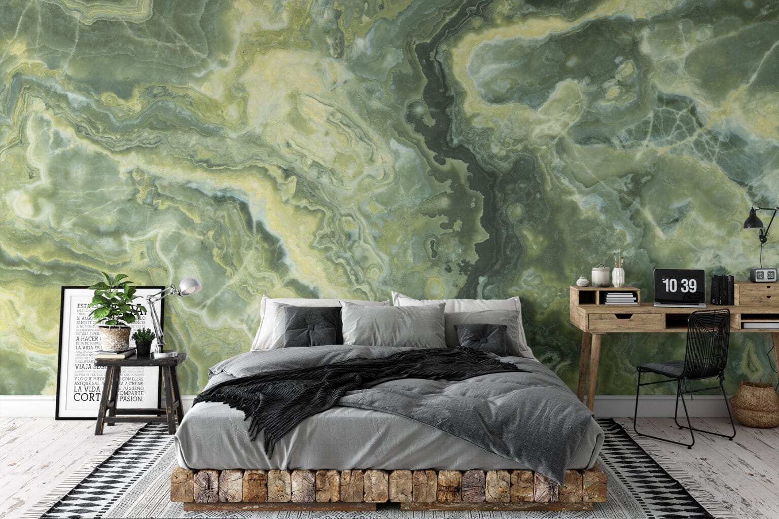 Luxury Emerald Green Onyx Marble Peel and Stick Wallpaper, Large Scale ...