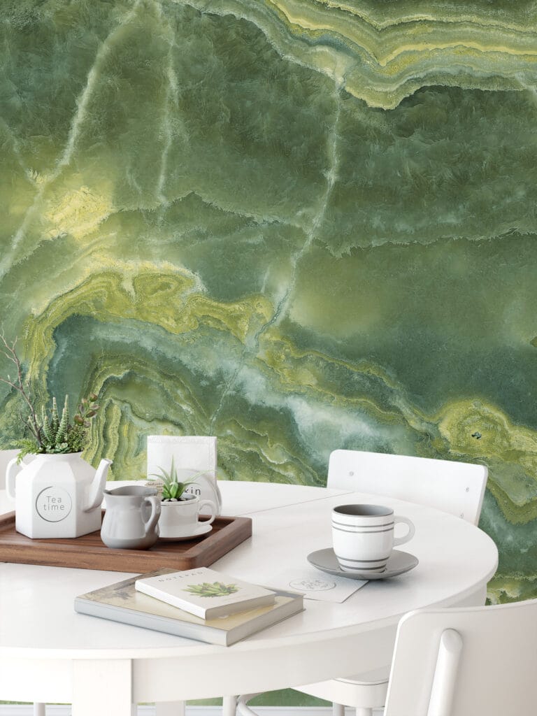 Luxury Emerald Green Onyx Marble Peel and Stick Wallpaper, Large Scale ...
