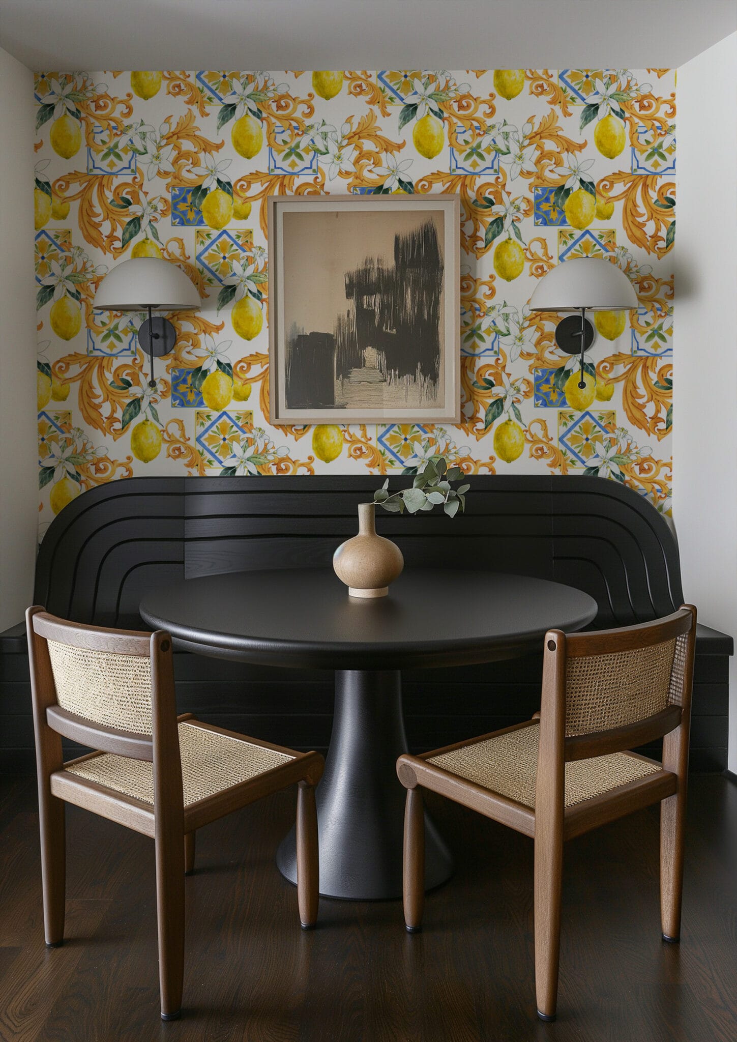Mediterranean Lemon and Gold Baroque Scroll Peel and Stick Wallpaper ...